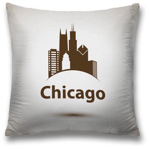 Наволочка декоративная на молнии, чехол на подушку JoyArty "Логотип Чикаго" 45х45 см