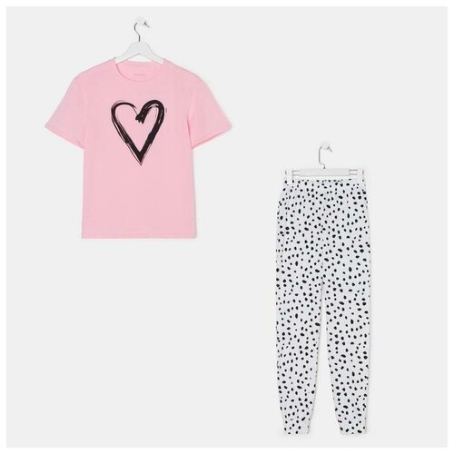 Пижама , размер 52-54, белый, розовый