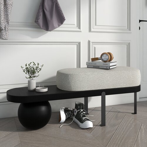 Банкетка для прихожей дизайнерская в стиле Casa Padrino Luxury Designer Bench (черный 60*35*43 см)
