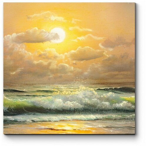 Модульная картина Волны в сияющем закате 70x70