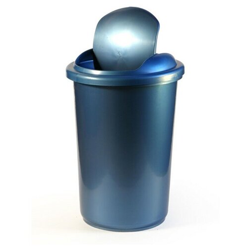 Корзина для бумаг и мусора Calligrata Uni, 12 литров, подвижная крышка, пластик, синяя./ В упаковке: 1