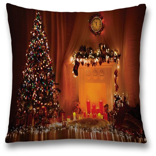 Наволочка декоративная на молнии, чехол на подушку JoyArty "Рождественская елка" 45х45 см