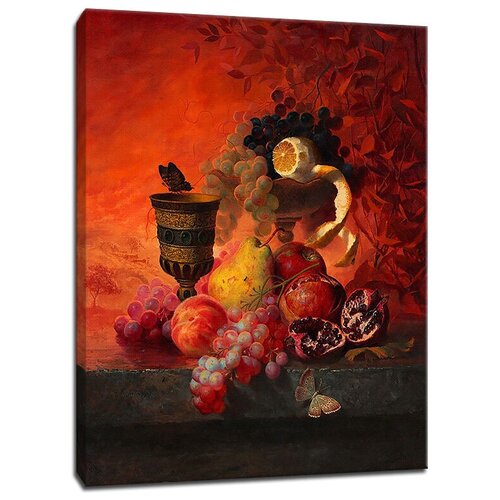 Картина Уютная стена "Красный натюрморт с фруктами" 50х60 см