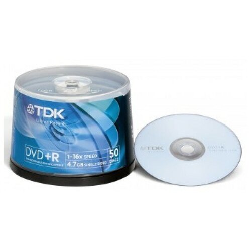 Диск DVD+R 4.7GB TDK 16X туба по 50 шт. цена за уп/ на шпинделе