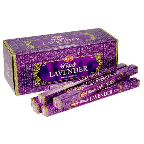 Блок 25 шт Благовоние HEM Flora Masala Лаванда Lavander Перо Павлина