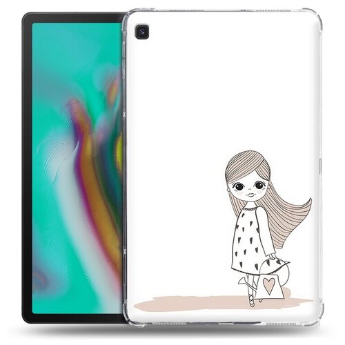 Чехол задняя-панель-накладка-бампер MyPads Девочка с сумкой для Samsung Galaxy Tab S5e 10.5 SM-T720/T725 (2019) противоударный