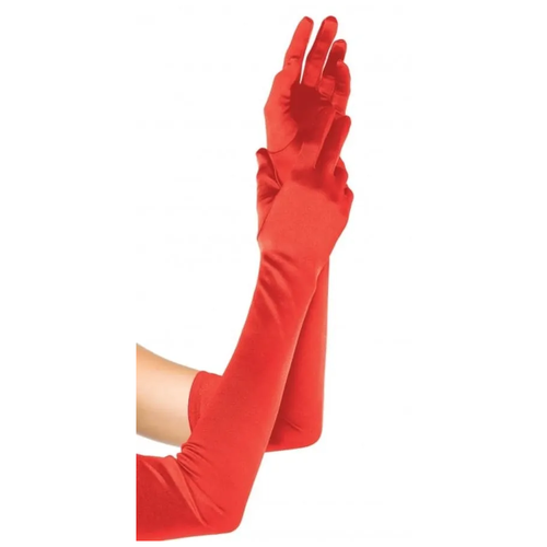 Перчатки карнавальные, дамские (длинные), красный металлик