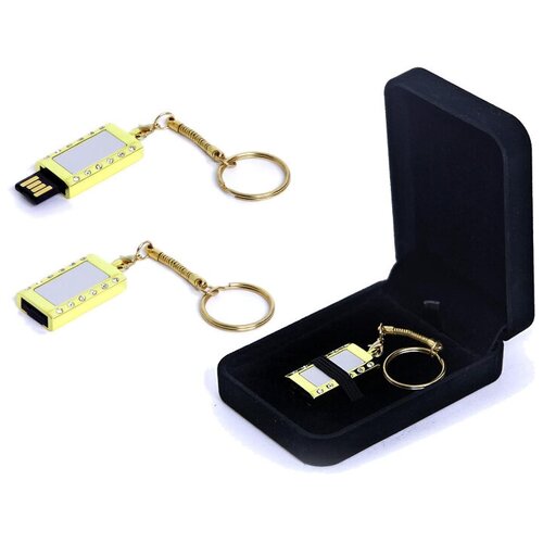 Подарочный набор флешка Кулон (128 Гб / GB USB 2.0 Золотой/Gold MiniDiamond_N8 Оригинальный подарок от коллег на 8 марта)