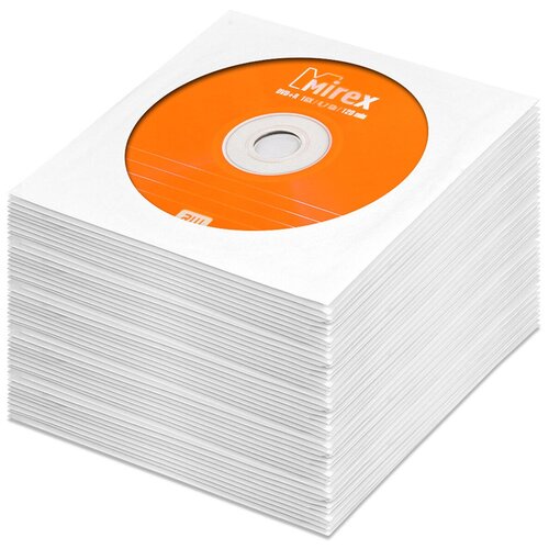 Диск Mirex DVD+R 4,7Gb 16x в бумажном конверте с окном, 50 шт.