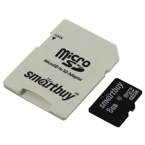 Карта памяти SmartBuy (SB8GBSDCL10-01_С) microSDHC 8Gb Class10 + microSD--)SD Adapter