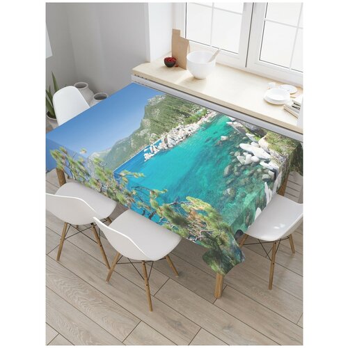 Скатерть прямоугольная JoyArty на кухонный стол "Каменные берега" из оксфорда, 120x145 см