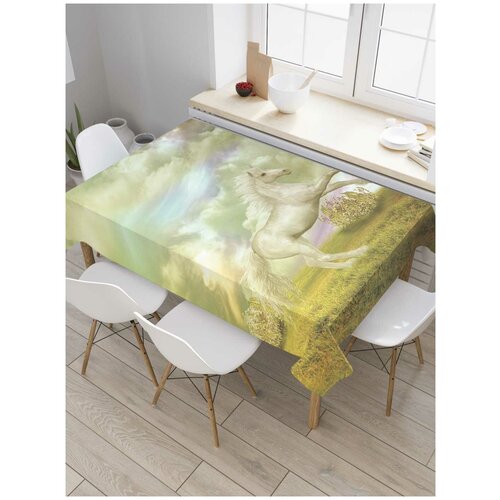 Скатерть прямоугольная JoyArty на кухонный стол "Райский конь" из оксфорда, 180x145 см