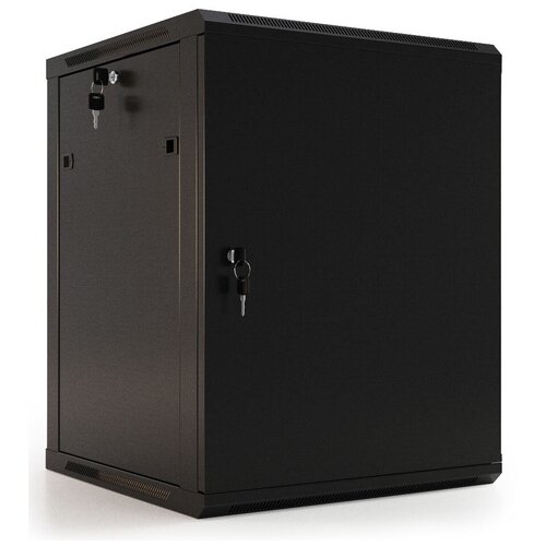 Шкаф серверный Hyperline (TWB-0966-SR-RAL9004) настенный 9U 600x600мм пер. дв. металл 2 бок. пан. 60кг черный IP20 сталь