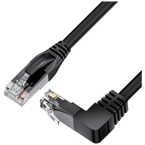 Патч-корд нижний угол UTP cat.5e 1 Гбит/с RJ45 LAN компьютерный кабель для интернета контакты 24 GOLD (GCR-LNC503D), черный, 5.0м