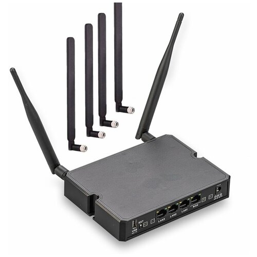 Роутер Kroks Rt-Cse DM m4 U с двумя встроенными 4G модемами LTE Cat.4 SMA-female + 6 антенн 5dBi