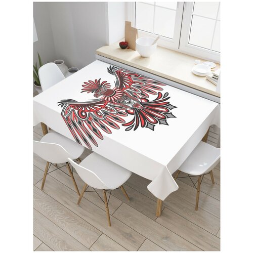 Скатерть прямоугольная JoyArty на кухонный стол "Этнический орел" из оксфорда, 180x145 см