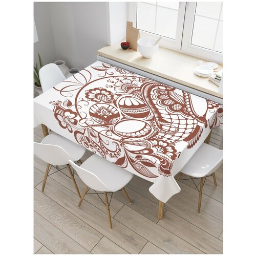 Скатерть прямоугольная JoyArty на кухонный стол "Орнаментальная пасхальная корзина" из оксфорда, 180x145 см
