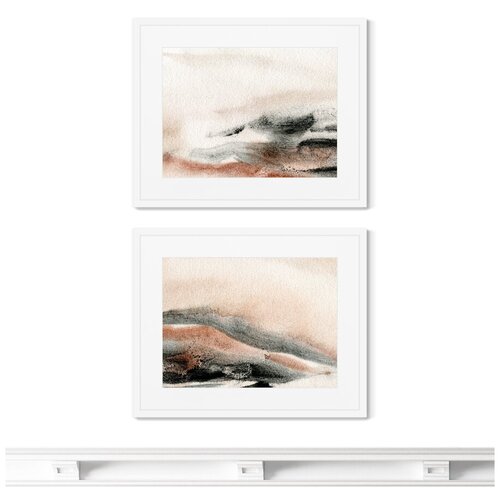 Набор из 2-х репродукций картин в раме Sun rises over the dunes, 2021г. Размер картины: 42х52см