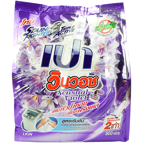 Стиральный порошок LION Pao Win Wash Sensual Violet, 0.8 кг, для стойких загрязнений, для белых и светлых тканей
