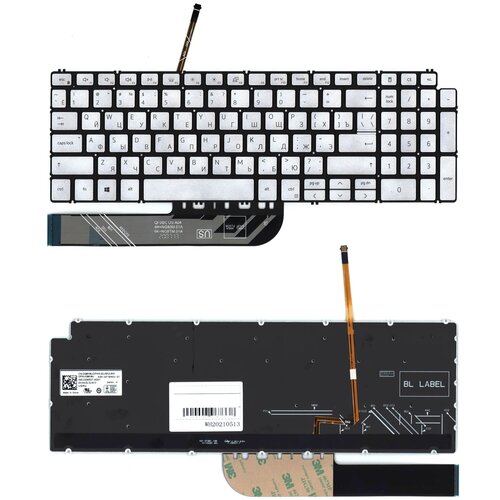 Клавиатура (keyboard) для ноутбука Dell Inspiron 15 5584, 5590, 5593, 5594, 5598, серебристая