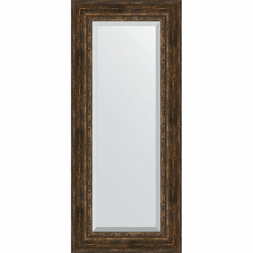 Зеркало Evoform Exclusive 142х62 BY 3534 с фацетом в багетной раме - Состаренное дерево с орнаментом 120 мм