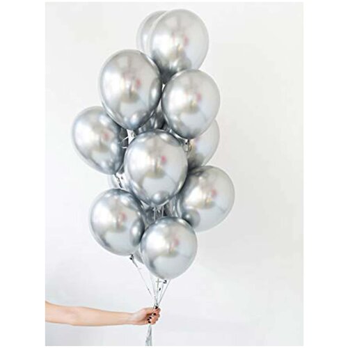 Фонтан из воздушных шаров Серебро хром с гелием, 13 шт