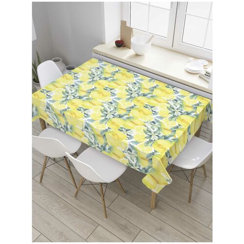 Скатерть прямоугольная JoyArty на кухонный стол "Лимон на дереве" из оксфорда, 120x145 см