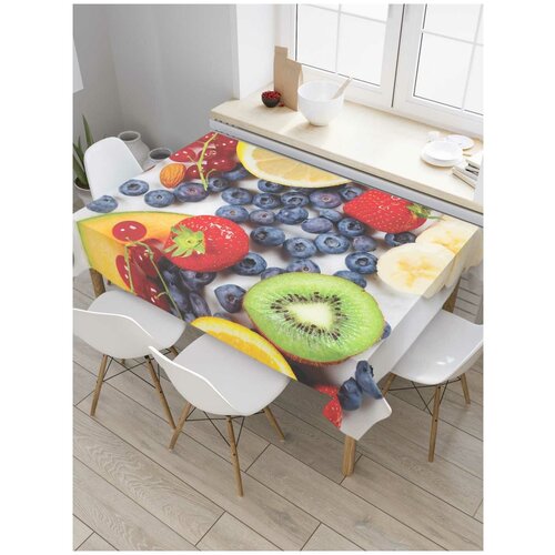 Скатерть прямоугольная JoyArty на кухонный стол "Витаминный набор" из оксфорда, 180x145 см