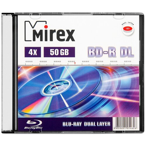 Диск BD-R DL 50 Gb Mirex 4x Slim box, 1 шт.