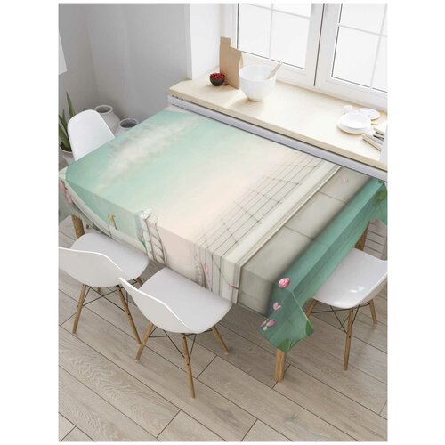 Скатерть прямоугольная JoyArty на кухонный стол "Цветочный дворец" из оксфорда, 180x145 см