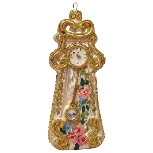 Стеклянная елочная игрушка Часы с маятником версаль