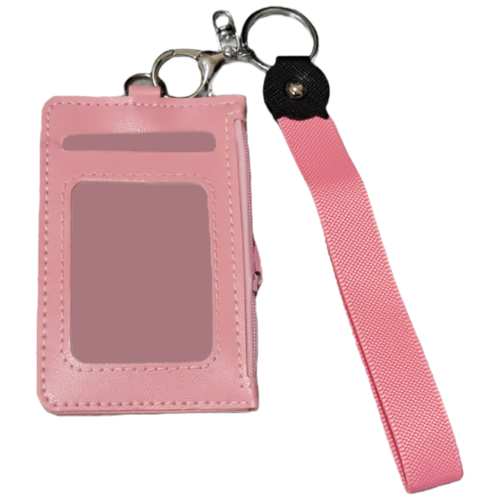 Бейдж для офиса картхолдер чехол для карт бейджик кошелек визитница для пропуска / проездного на ленте, 7х11 см , бейдж для офиса розовый