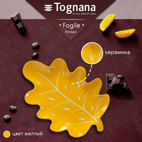 Блюдо сервировочное Tognana Foglie желтое 25x17 см, посуда для кухни
