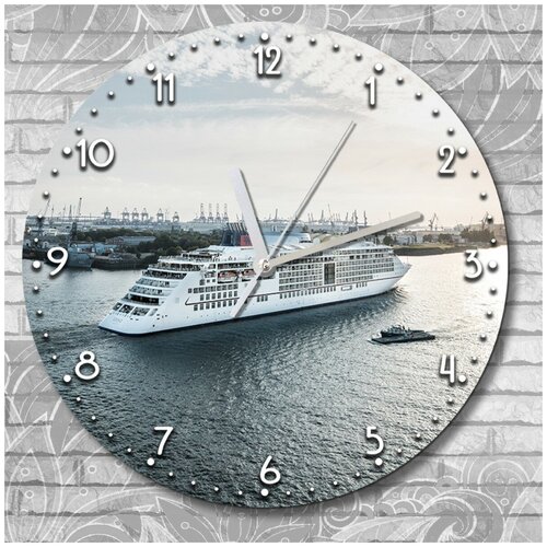Настенные часы УФ пейзаж (корабль, ship, море, океан, вода, плавание, путешествия, красивый пейзаж) - 2130