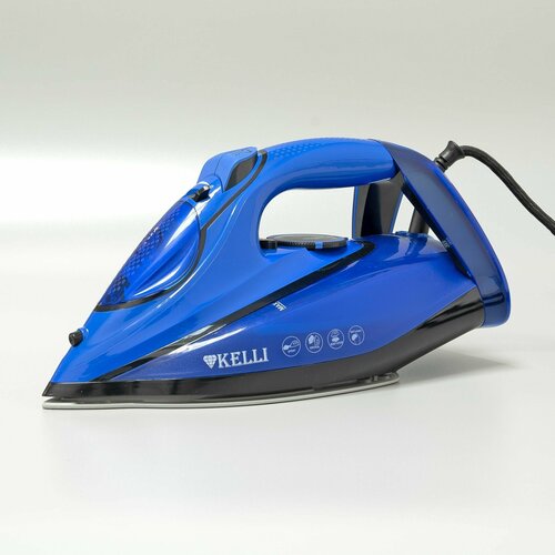 Утюг с керамическим покрытием Kelli 2600 Вт Вертикальное отпаривание Синий