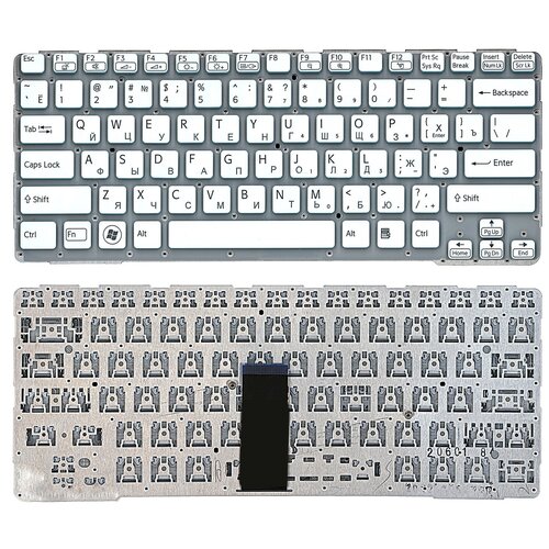 Клавиатура для ноутбука Sony Vaio 9Z. N6bbf. C0r белая с голубым без рамки