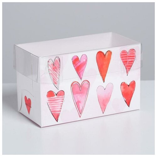 Коробка на 2 капкейка «Любви», 16 × 8 × 10 см 3822476