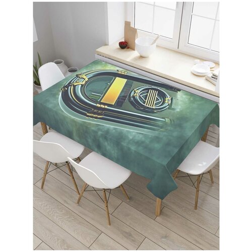 Скатерть прямоугольная JoyArty на кухонный стол "Проигрыватель прошлого века" из оксфорда, 120x145 см