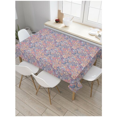 Скатерть прямоугольная JoyArty на кухонный стол "Цветущее полотно дудл" из оксфорда, 180x145 см