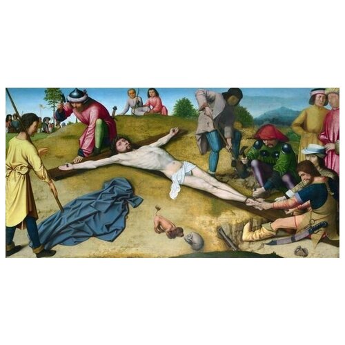 Репродукция на холсте Христос распяты на кресте (Christ Nailed to the Cross) Герард Давид 78см. x 40см.