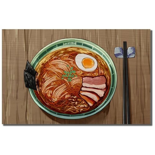 Картина интерьерная на дереве интерьер кафе ресторан азиатская кухня рамен - 5583
