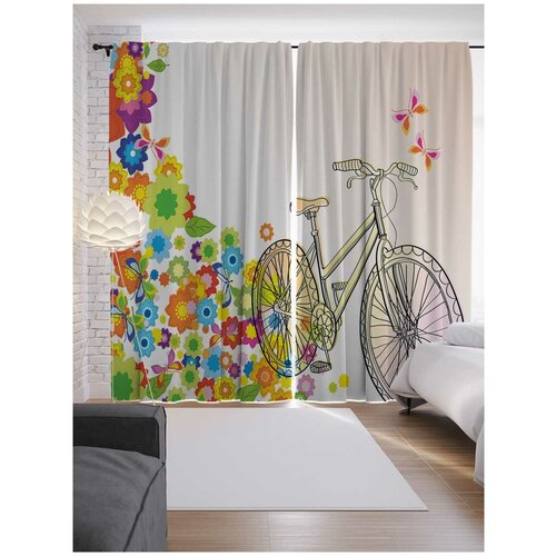 Фотошторы  JoyArty Велосипедная любовь на ленте p-18246, 145х265 см, 2 шт., разноцветный