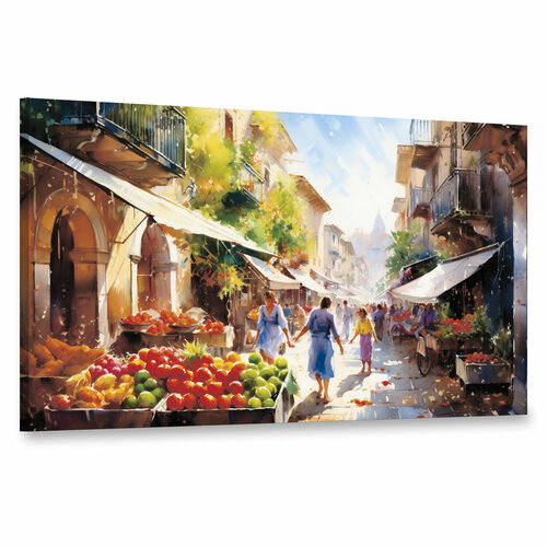 Интерьерная картина 100х60 "Овощные палатки"