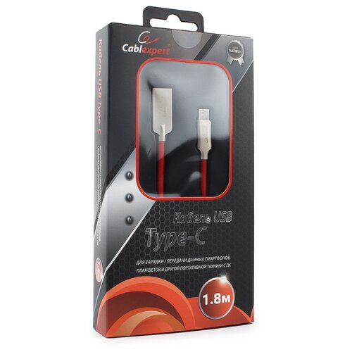 Cablexpert Кабель USB 2.0 CC-P-USBC02R-1.8M AM/Type-C, серия Platinum, длина 1.8м, красный, блистер