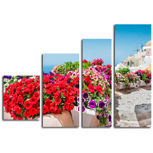 Модульная картина Цветы, Остров Санторини; Греция 101х70 см