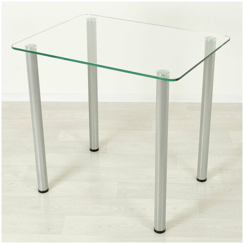 Стеклянный стол для кухни Эдель 10 прозрачный/металлик (1000х700)