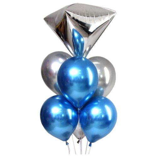 Набор воздушных шаров Страна Карнавалия Стильный, серебристый/синий, 7 шт.