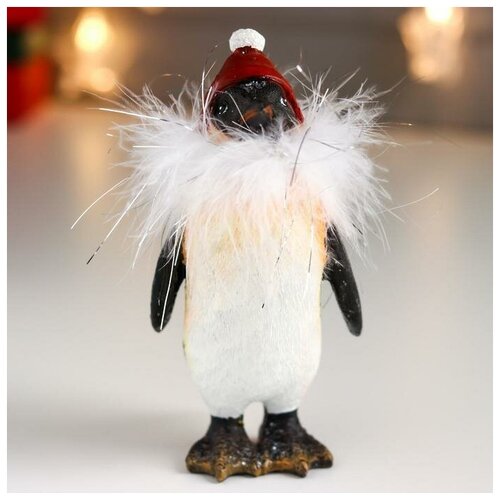 Сувенир полистоун "Пингвин в шапке с помпоном" пух 14.5х7.5х9 см