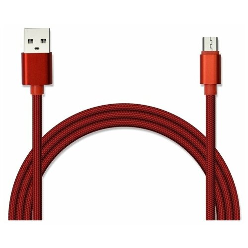 Кабель для зарядки и передачи данных JA-DC21 1м красный (в оплётке, USB2.0/micro USB, поддержка QC 3.0, пропускная способность 2A)