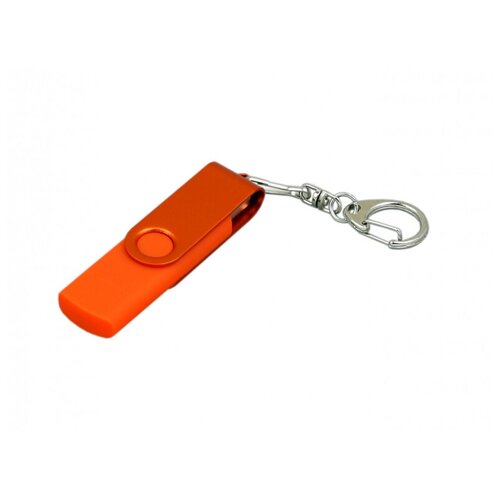 Поворотная флешка OTG с металлическим клипом в цвет корпуса (16 Гб / GB USB 2.0/microUSB Оранжевый/Orange OTG031 Flash drive для андроида)